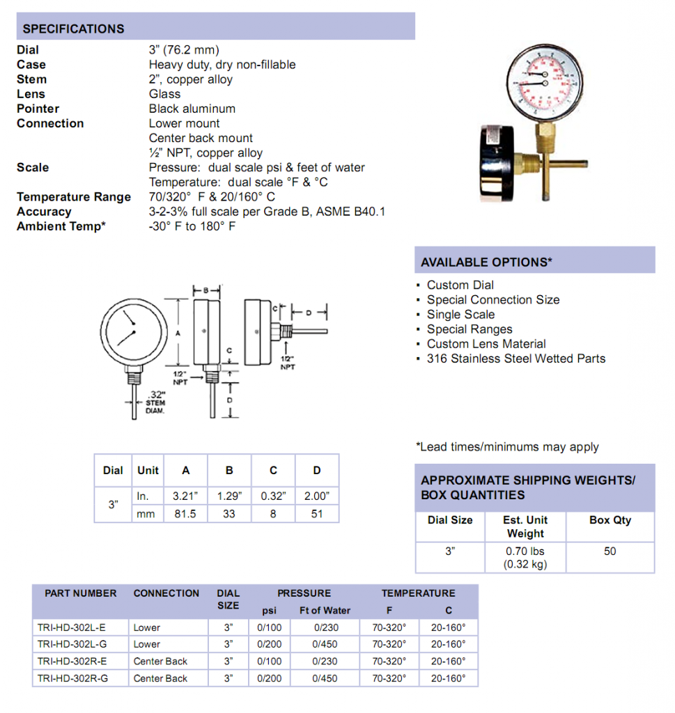 3″ Heavy Duty Tridicator | Cleveland Instrument-CIC