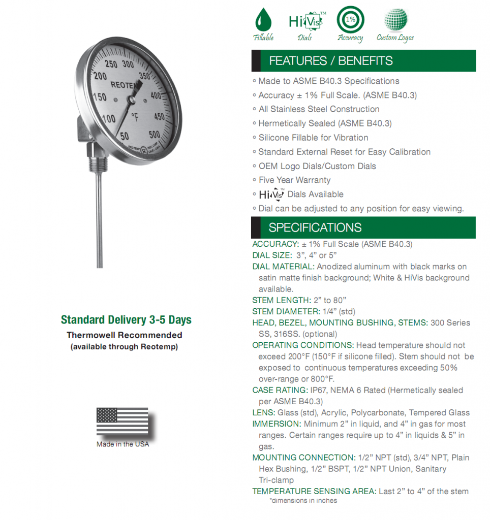 Adjustable Angle Bimetal Thermometer | Cleveland Instrument-CIC