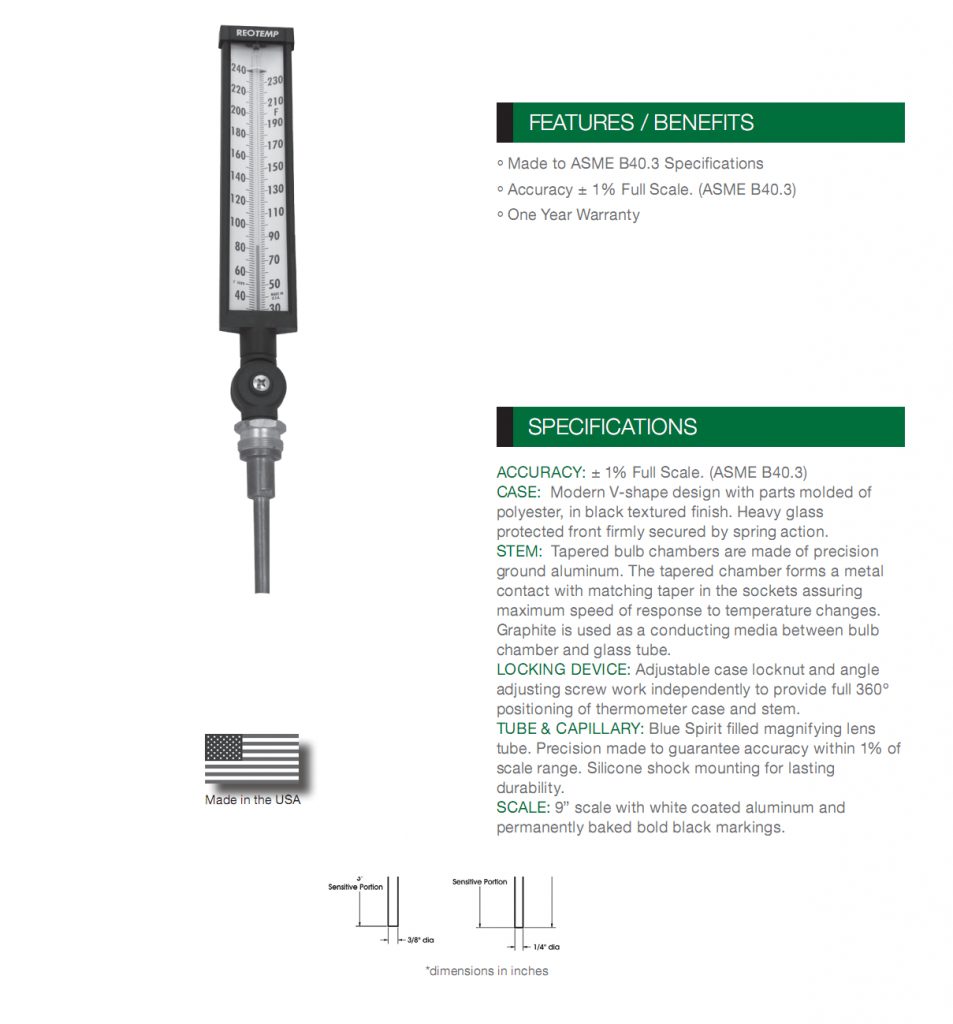 Liquid-In-Glass Industrial Thermometer | Cleveland Instrument-CIC