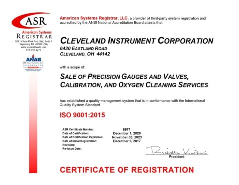Certifications | Cleveland Instrument-CIC